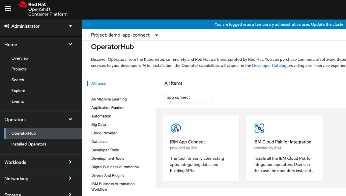 Rehosting IBM App Connect on OpenShift Container Platform